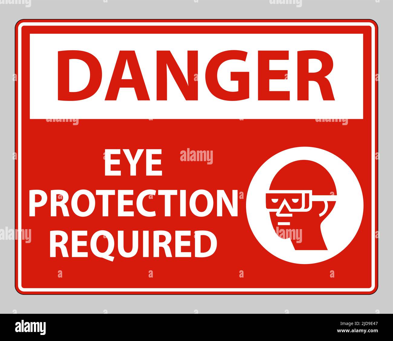 Danger sign Eye Protection Required on white background Stock Vector ...