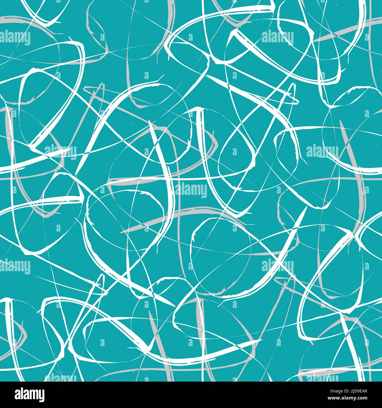 Elegant swirl and curly brush strokes seamless pattern. Hand drawn ...