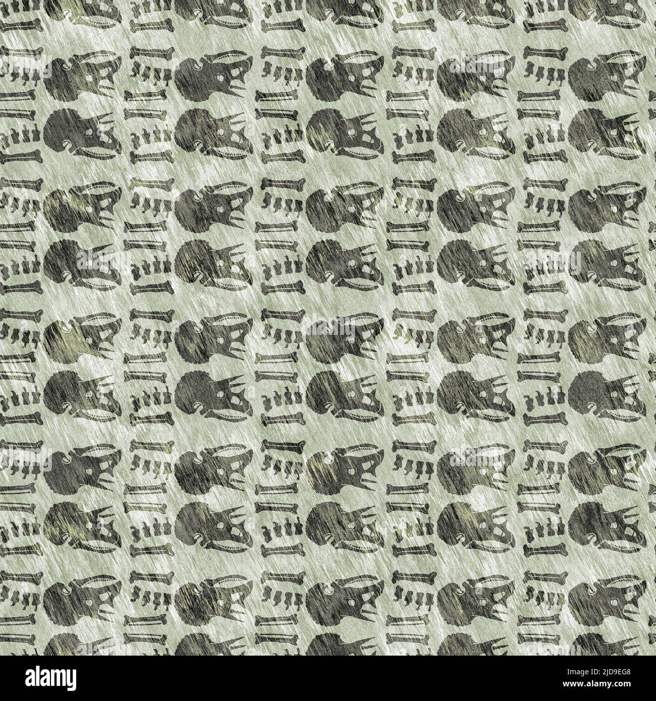 Hand drawn triceratops fossil bones dinosaur seamless pattern. Gender ...