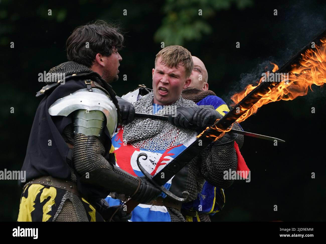 People dressed as the Knights of Nottingham do battle with flaming ...