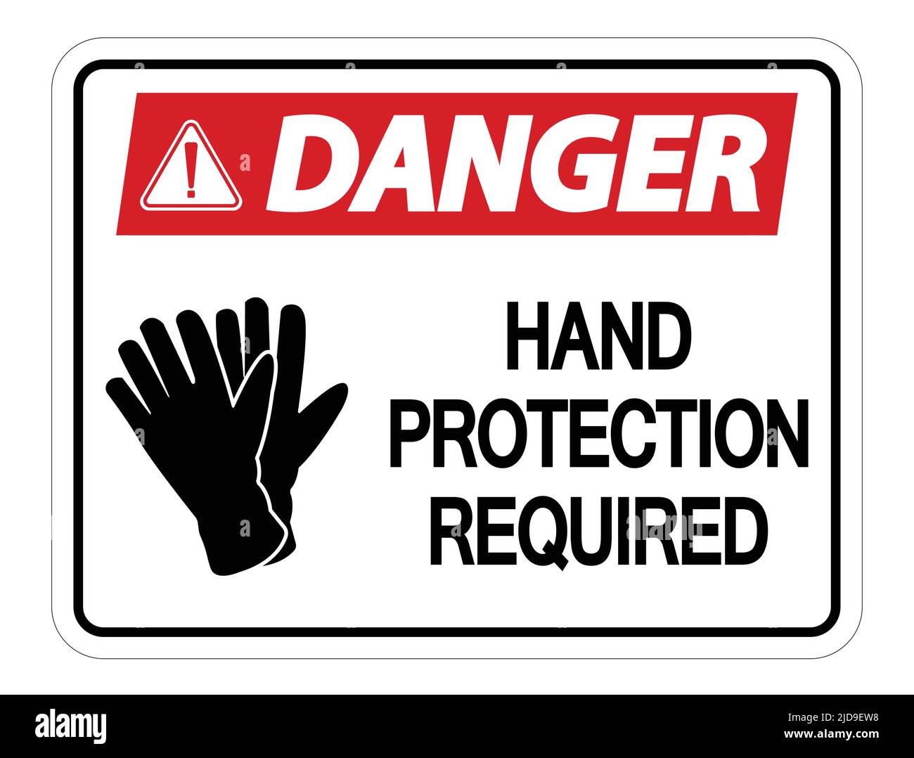 Danger Hand Protection Required Wall Sign on white background,vector ...