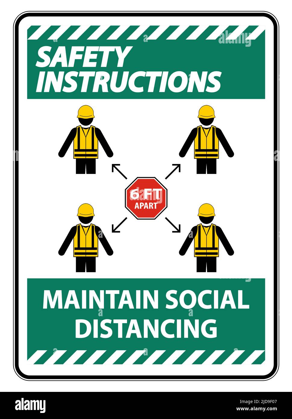 Safety Instructions Maintain social distancing, stay 6ft apart sign ...