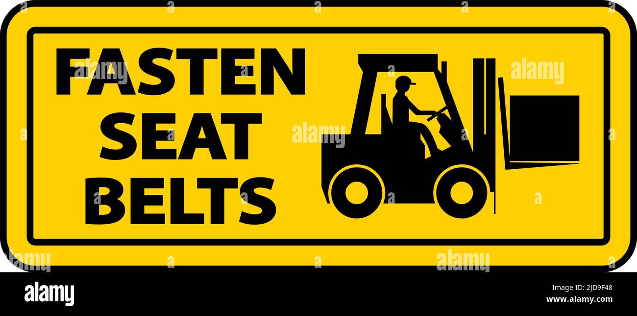 Fasten Seat Belts Label Sign On White Background Stock Vector Image ...