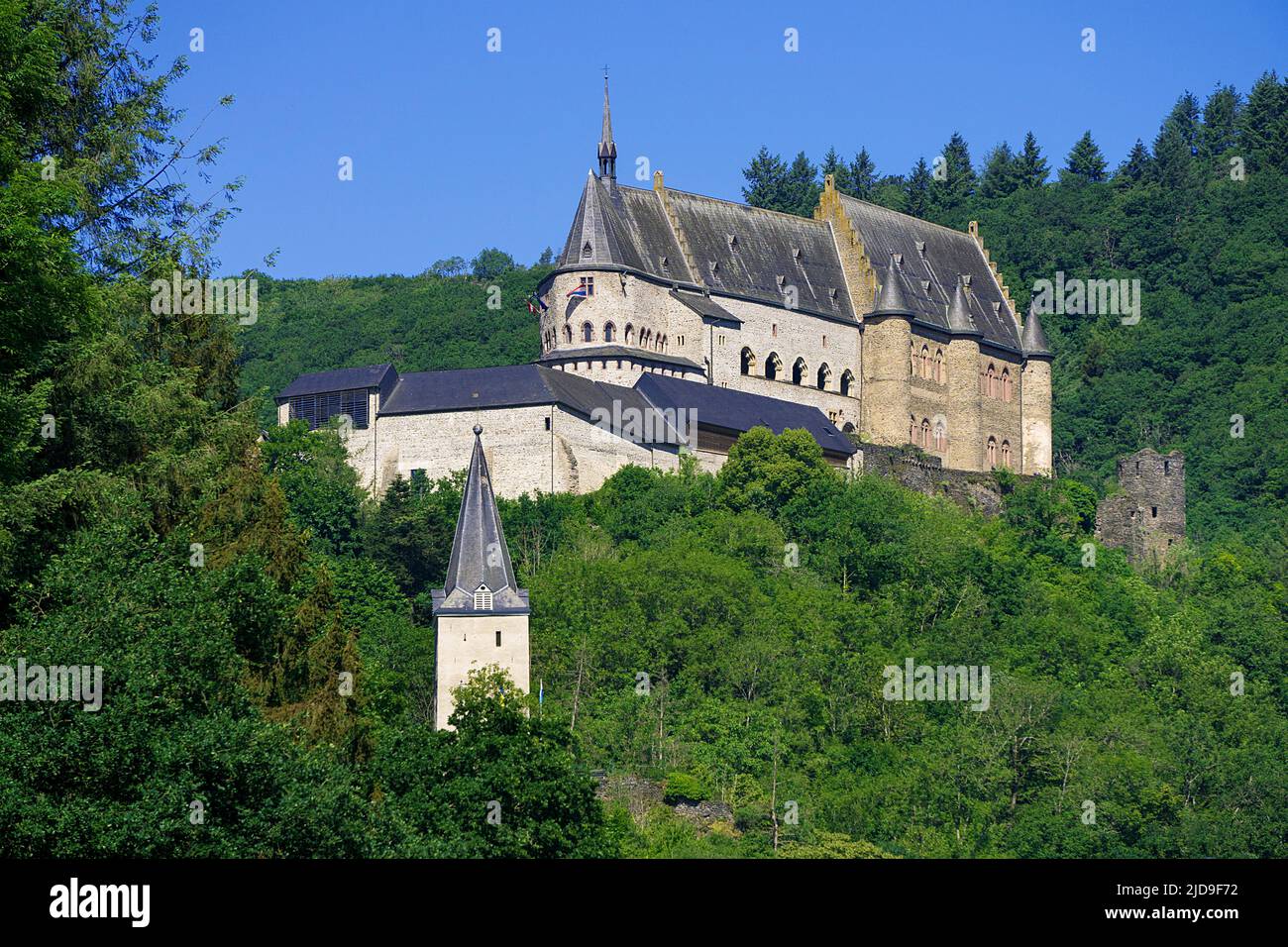 Vianden castle, canton of Vianden, Grand Duchy of Luxembourg, Europe ...
