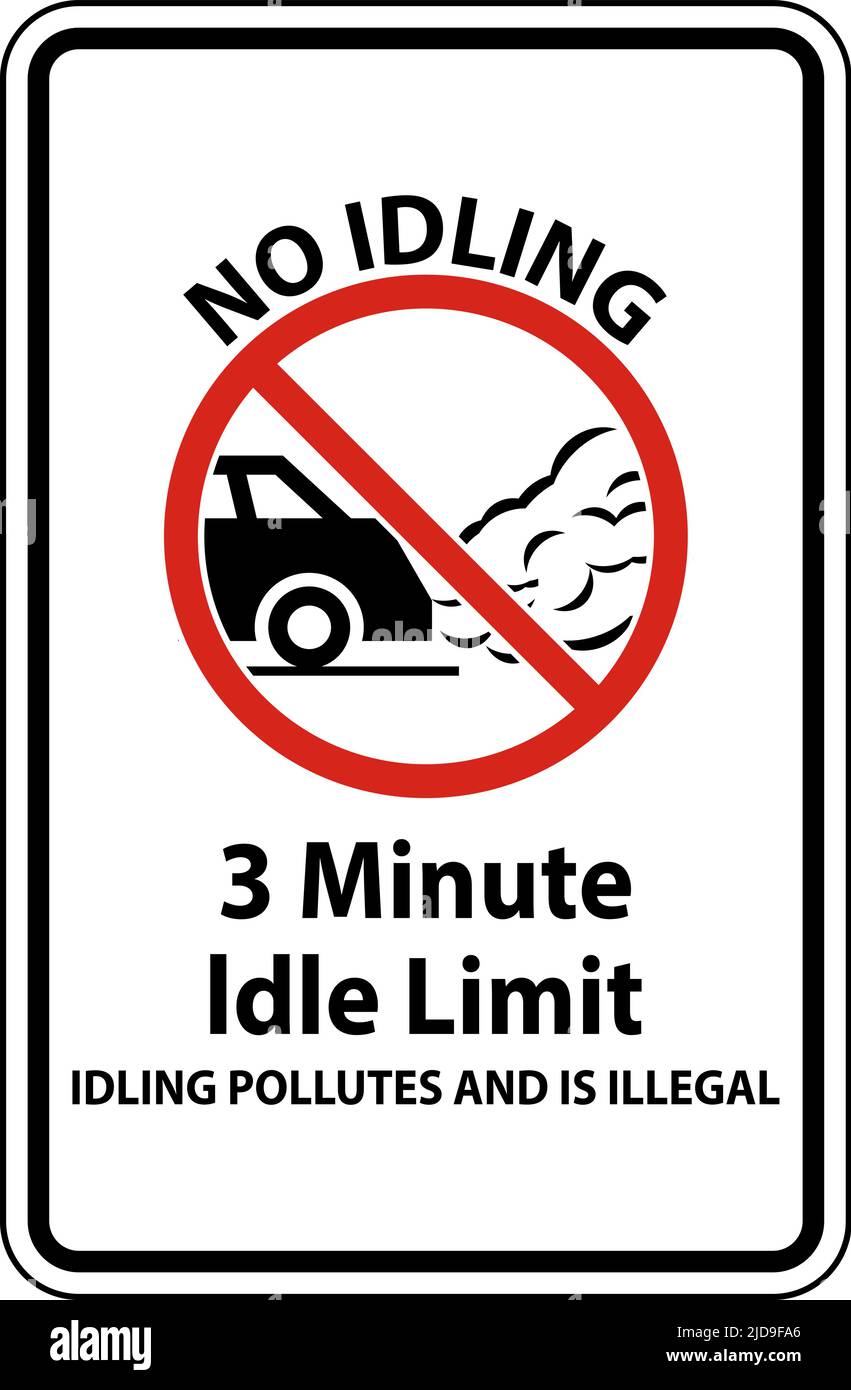 No Idling 3 Minute Idle Limit Sign On White Background Stock Vector ...