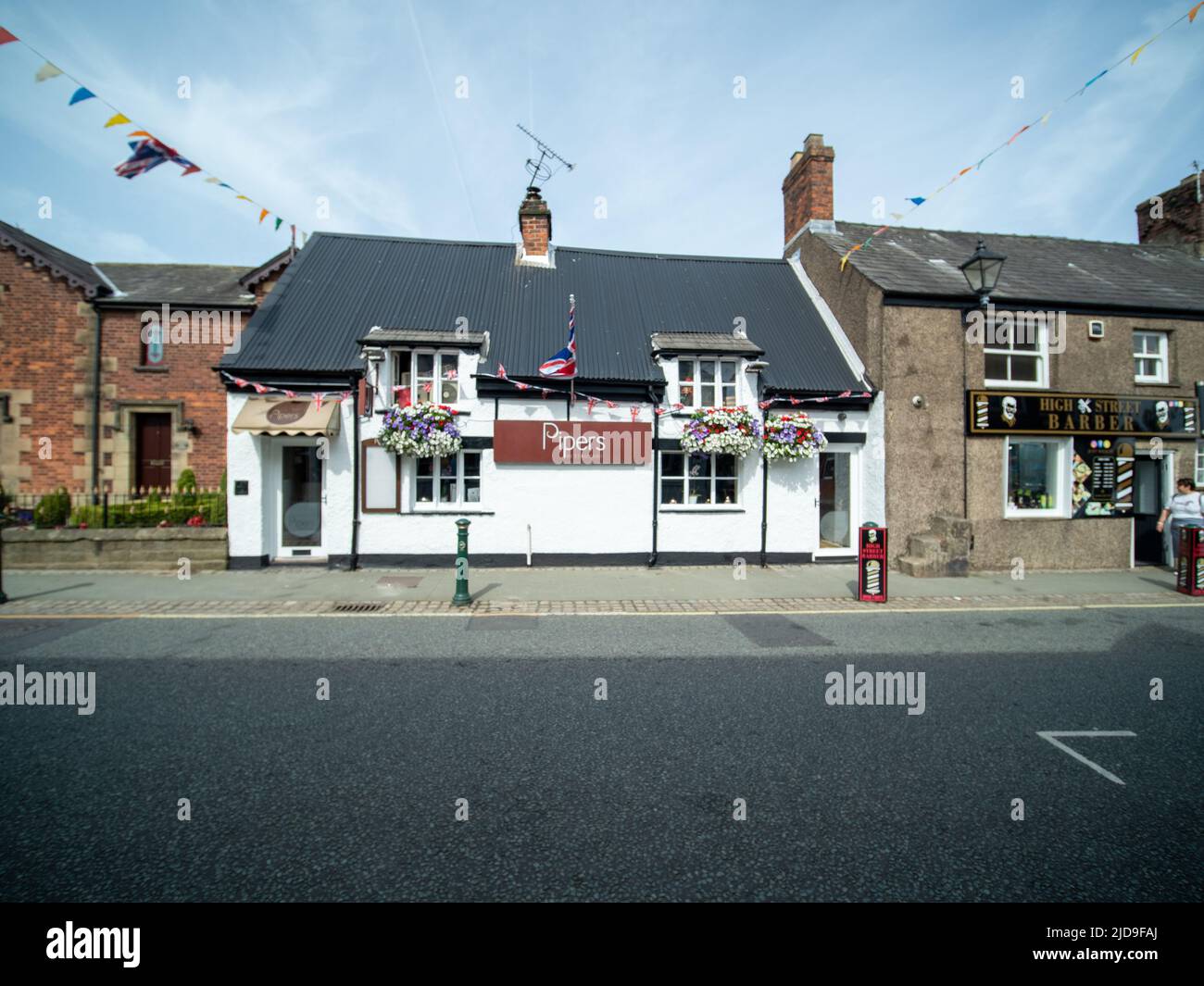 Summer bunting in the small town of Garstang,Lancashire Stock Photo - Alamy