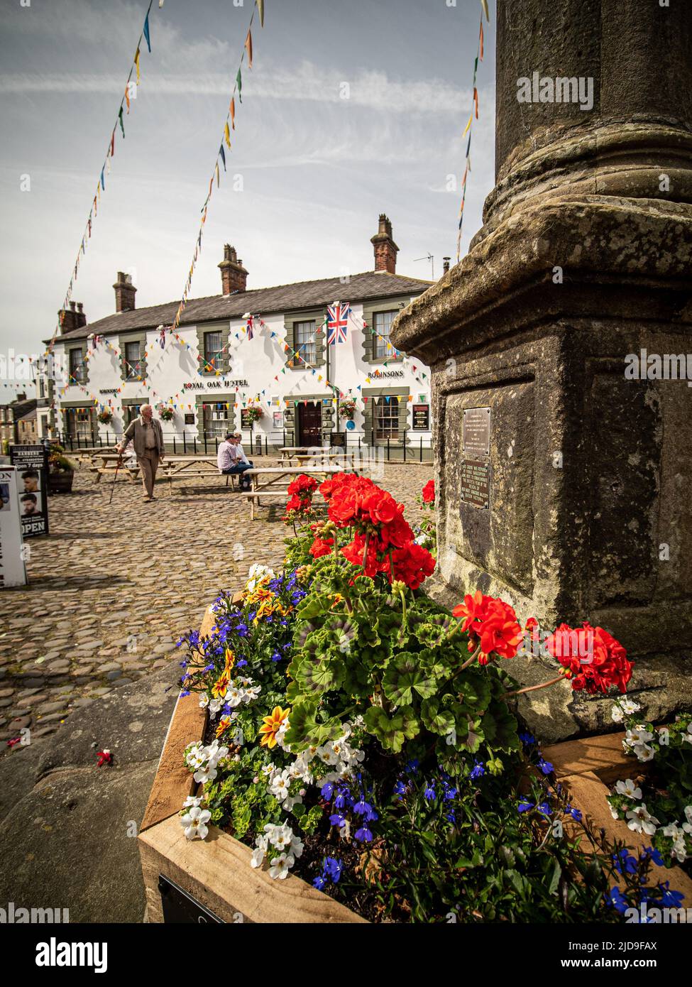 Summer bunting in the small town of Garstang,Lancashire Stock Photo - Alamy