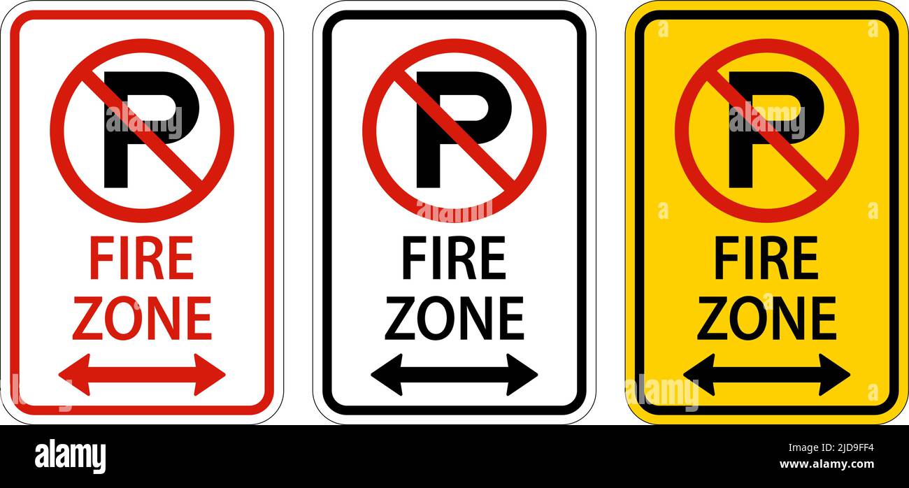 No Parking Fire Zone,Double Arrow Sign On White Background Stock Vector ...