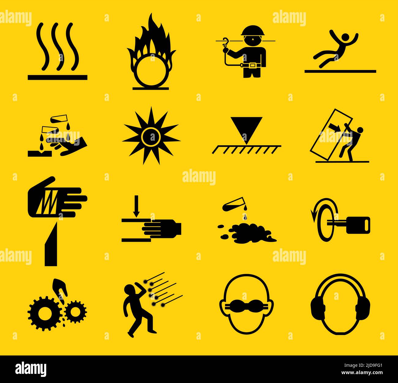 Warning signs,industrial hazards icon labels Sign Isolated on White ...
