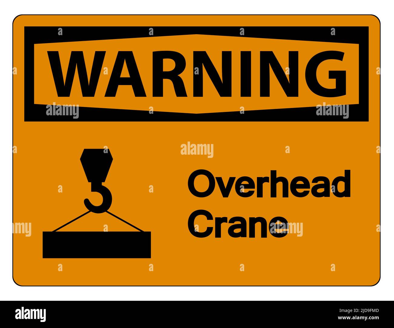 Warning Overhead Crane Symbol Sign On White Background Stock Vector ...