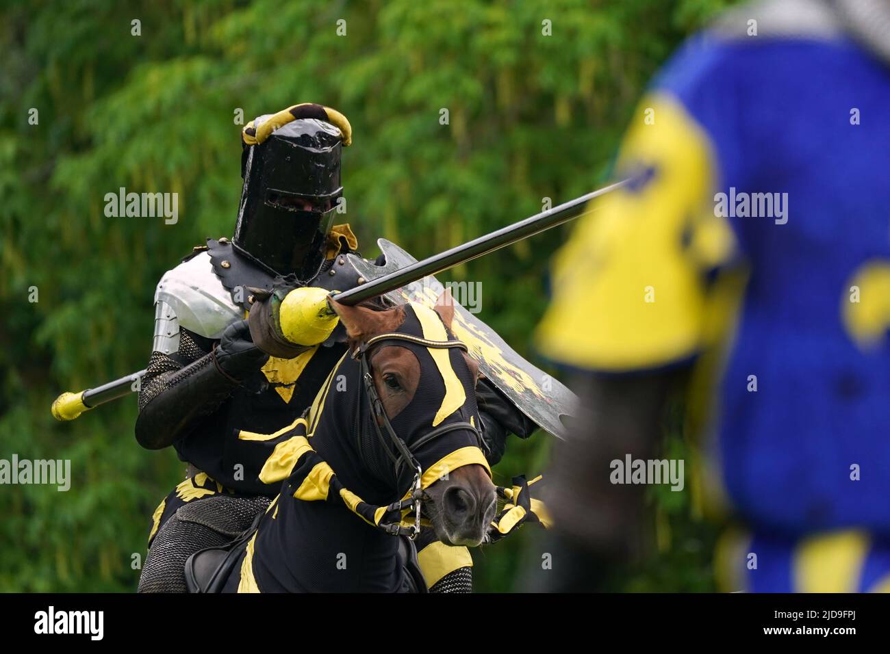 The Black Knight on horseback as the Knights of Nottingham take part in ...