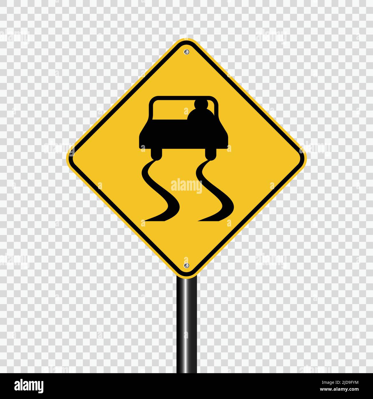 Slippery road sign sign on transparent background,vector illustration ...
