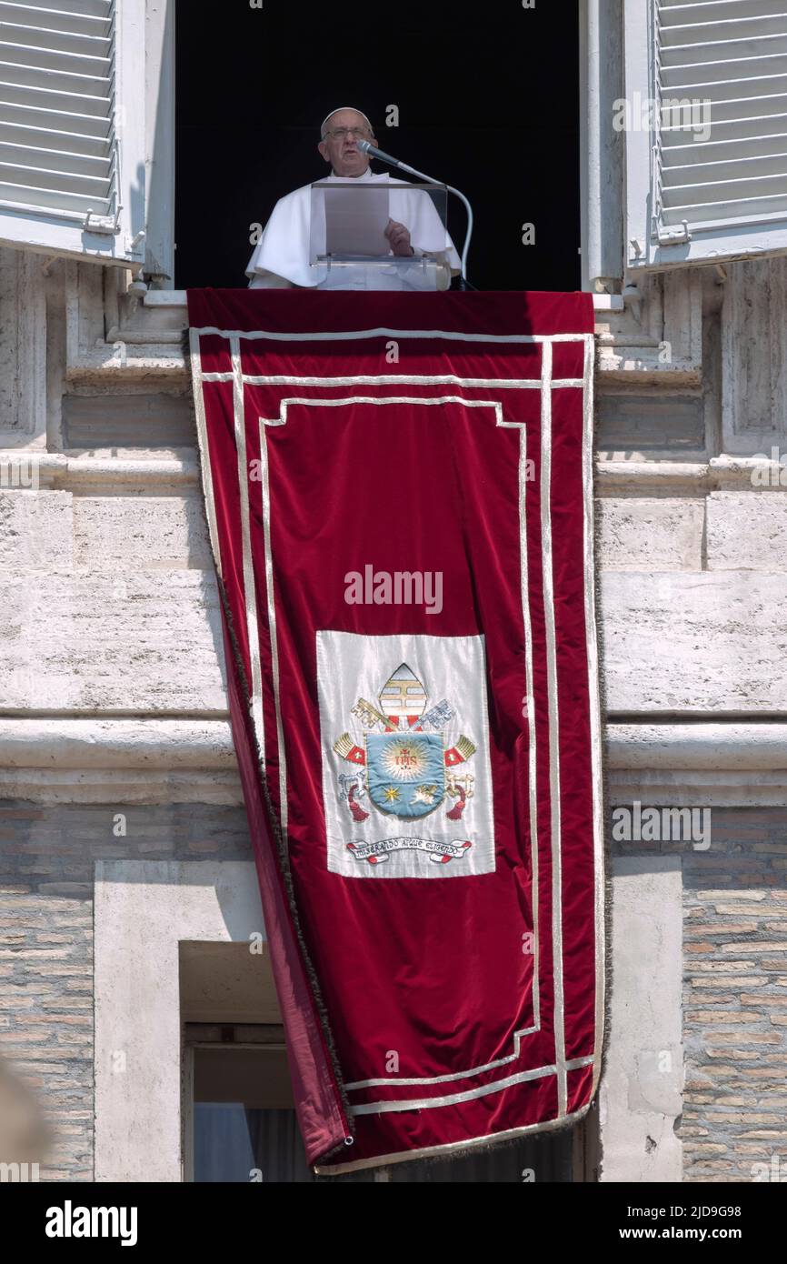 Vatican City, Vatican. 19 June 2022. Pope Francis during the Angelus ...