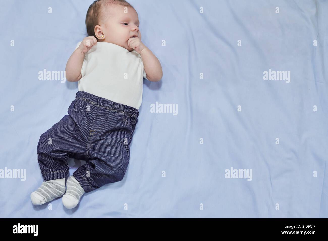 Baby Newborn Portrait, New Born Girl One Month, Kid White Dress Stock ...