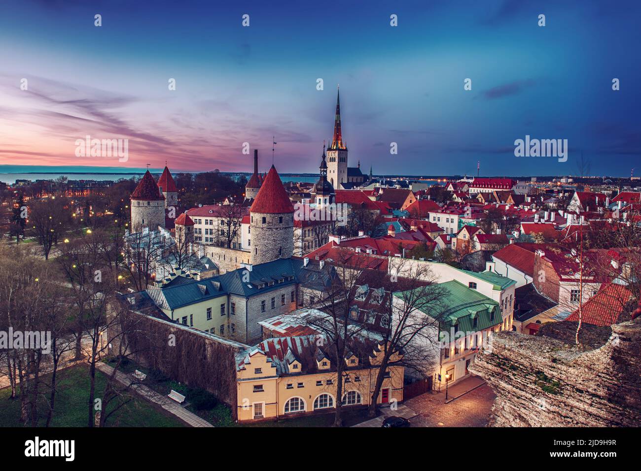 Tallinn view at sunset Stock Photo - Alamy