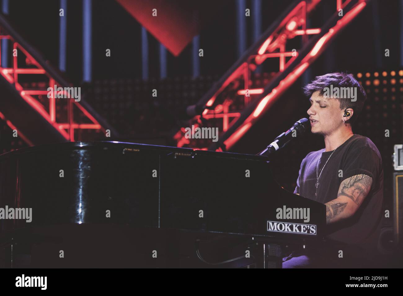 Niccolò Moriconi AKA Ultimo performs on stage at Primo Maggio concert ...