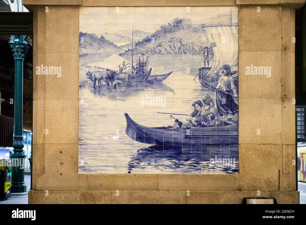 Porto, Portugal - October 13: Architectural details with “azulejos ...