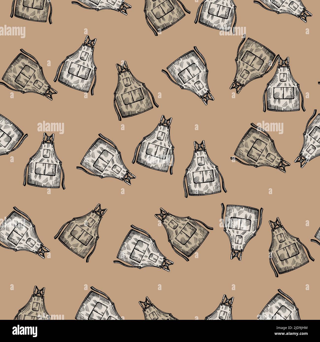 Aprons engraved seamless pattern. Vintage background for kitchen in ...