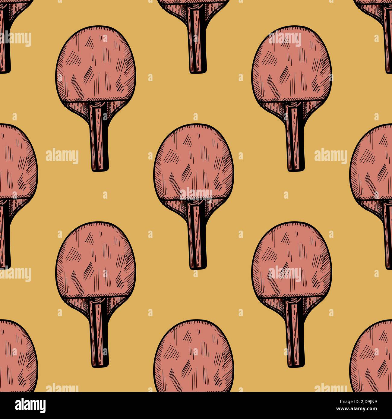 Ping pong racket sketch seamless pattern. Vintage sport elements for ...