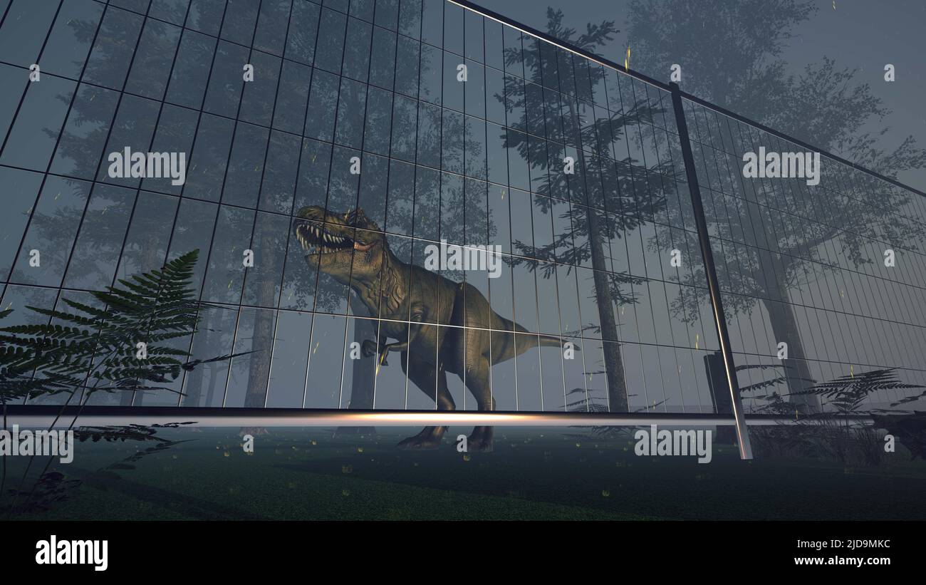 Dinosaur behind a fence. Extremely detailed and realistic high ...