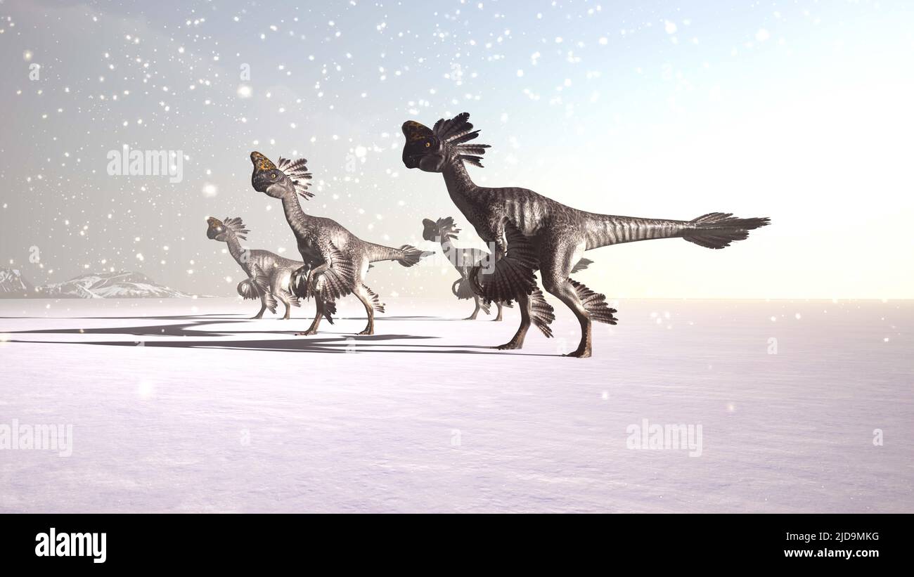 Dinosaur in the snow. Extremely detailed and realistic high resolution ...