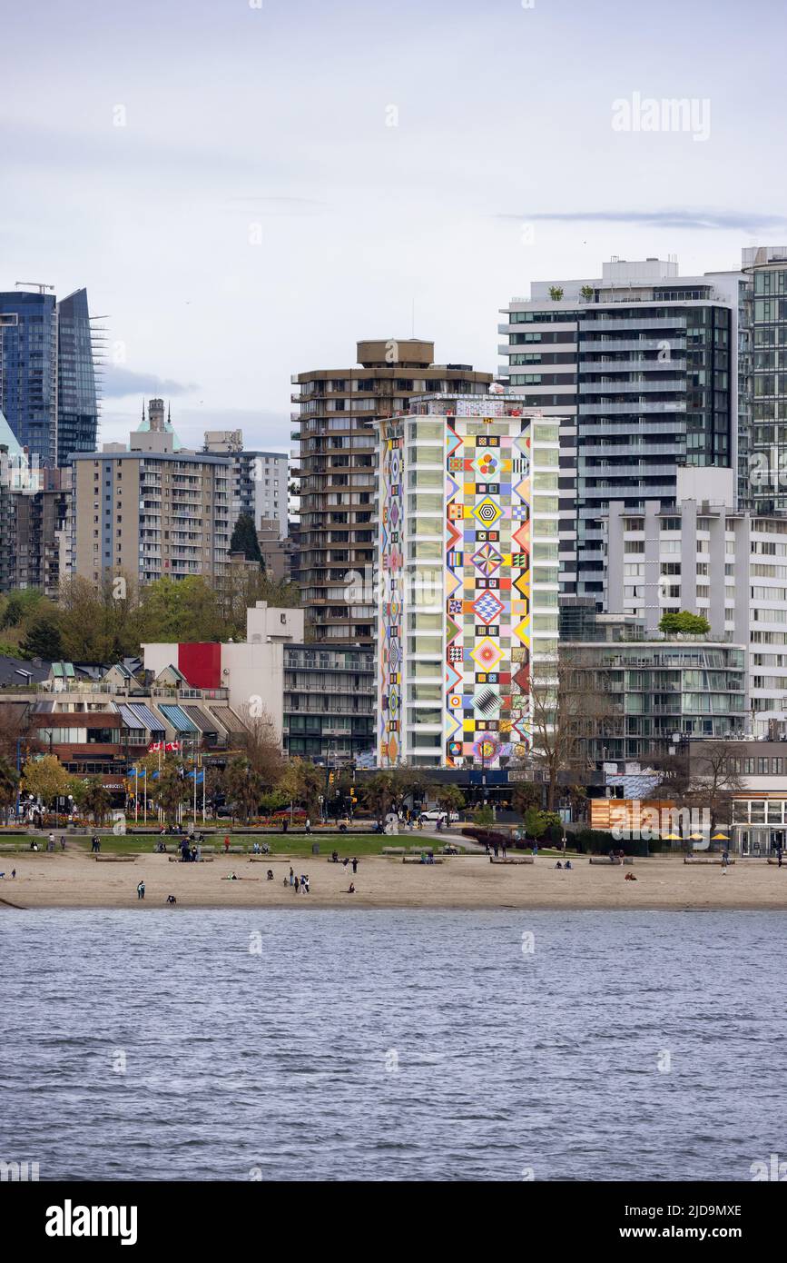 English Bay Beach in Downtown City on the West Coast of Pacific Ocean ...