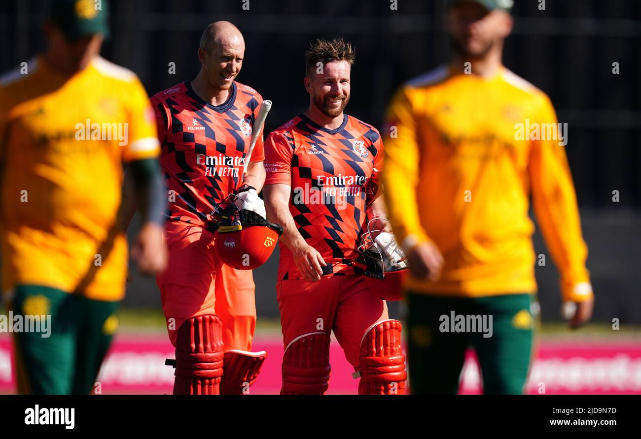LancashireÕs Luke Wells (left) and Steven Croft celebrate after winning ...