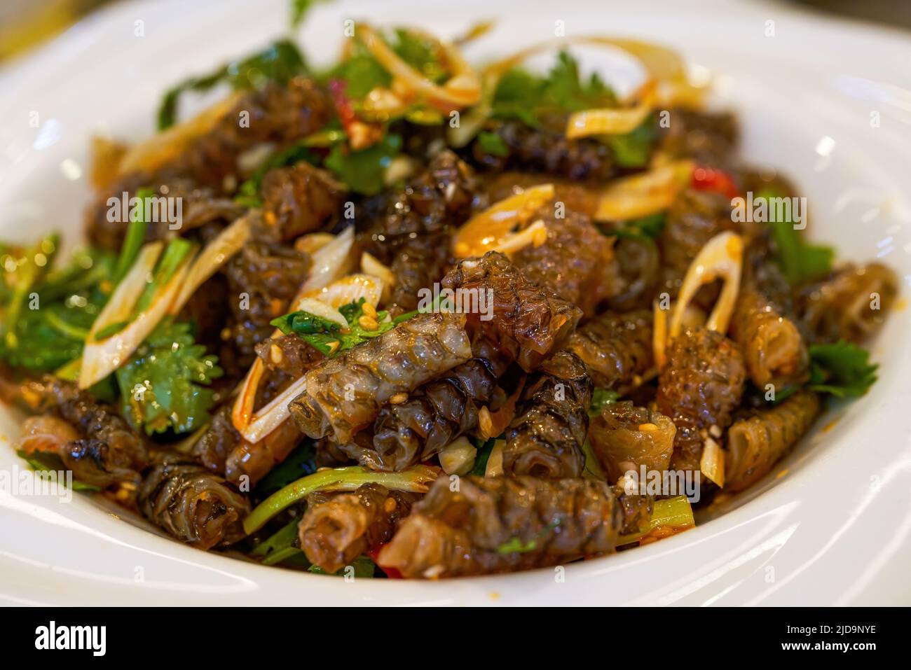 A delicious Chinese dish, cold fish skin Stock Photo - Alamy
