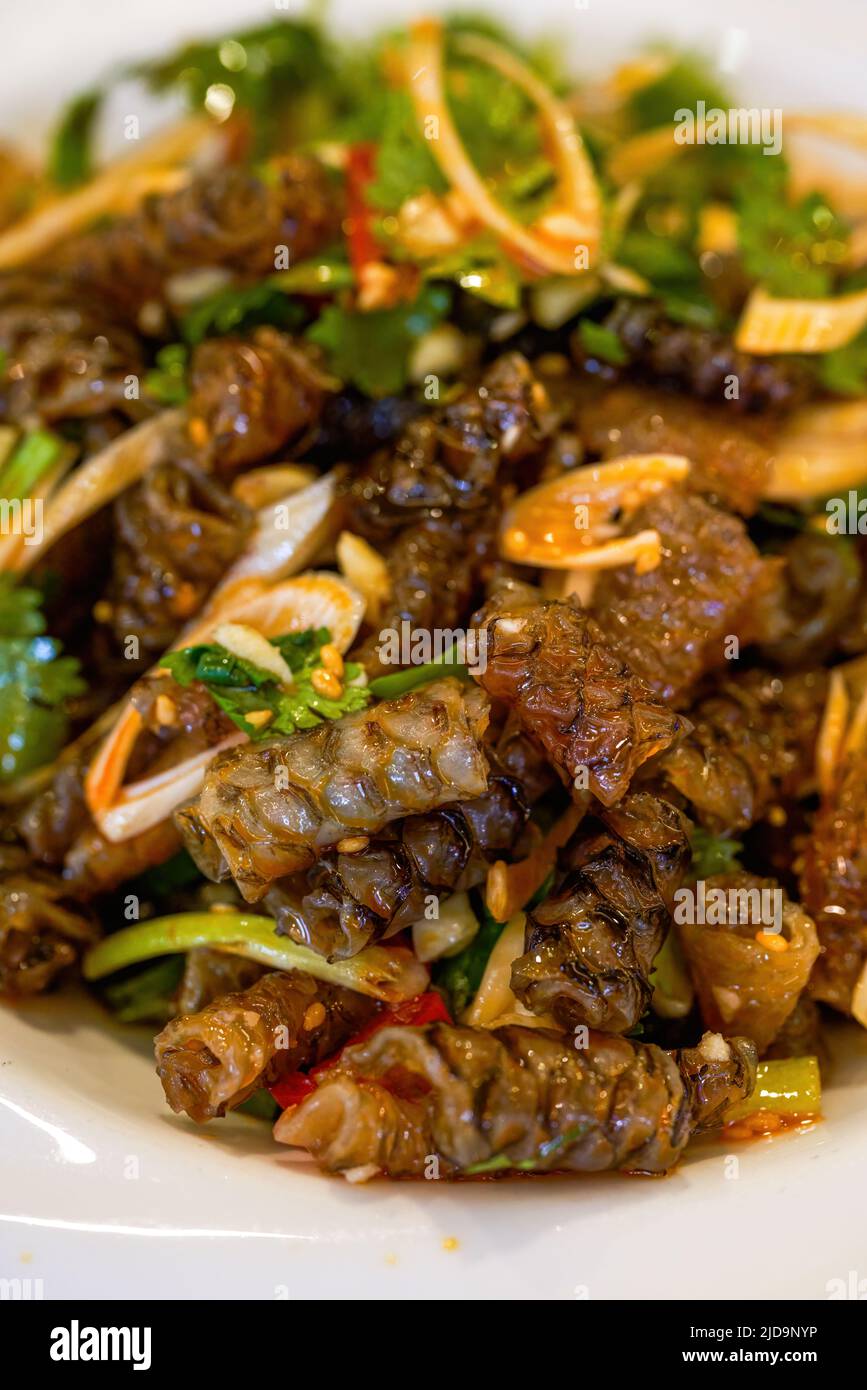 A delicious Chinese dish, cold fish skin Stock Photo - Alamy