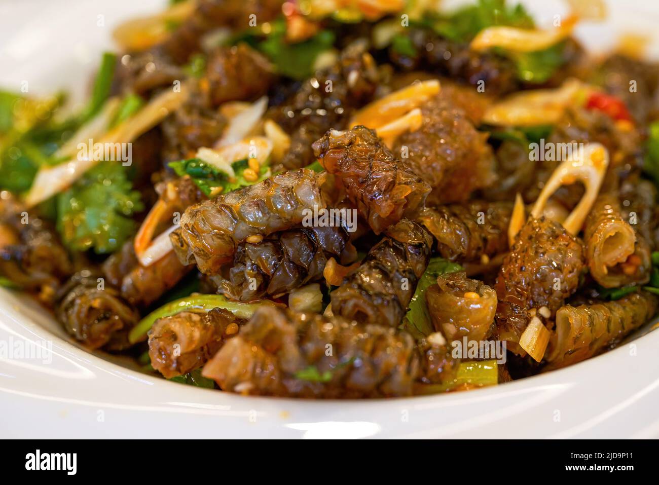 A delicious Chinese dish, cold fish skin Stock Photo - Alamy