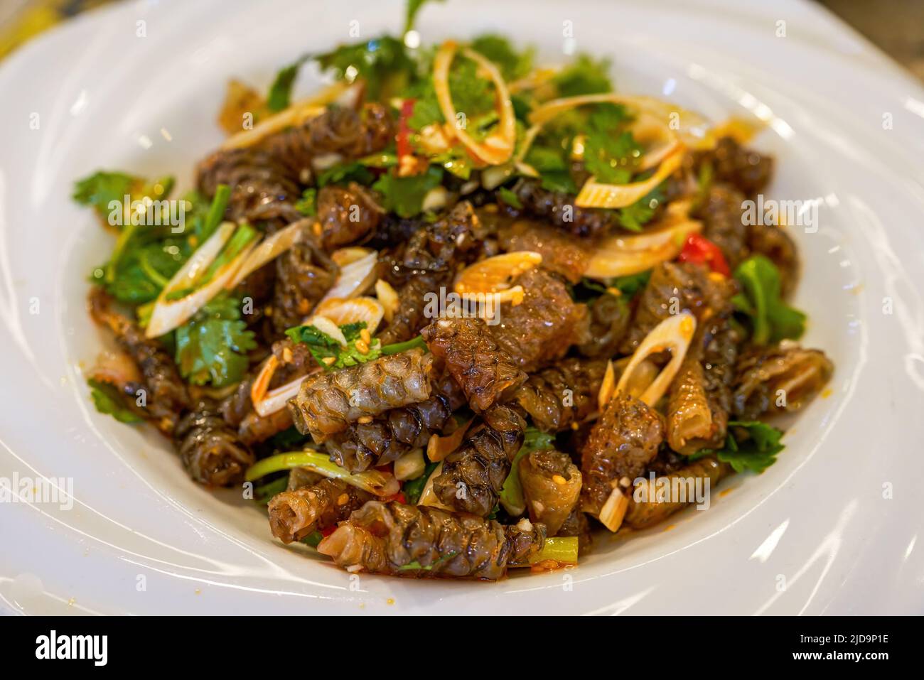 A delicious Chinese dish, cold fish skin Stock Photo - Alamy