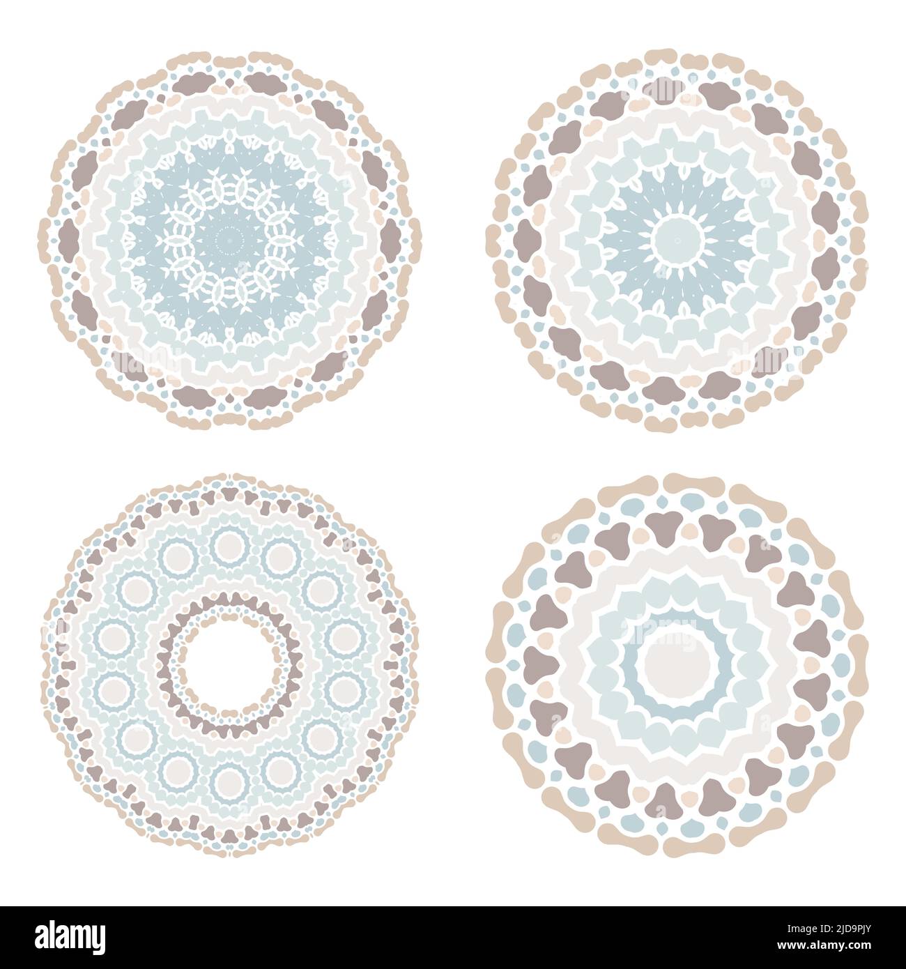 Vector graphic of color mandala circles. Round ornate shapes. Geometric ...