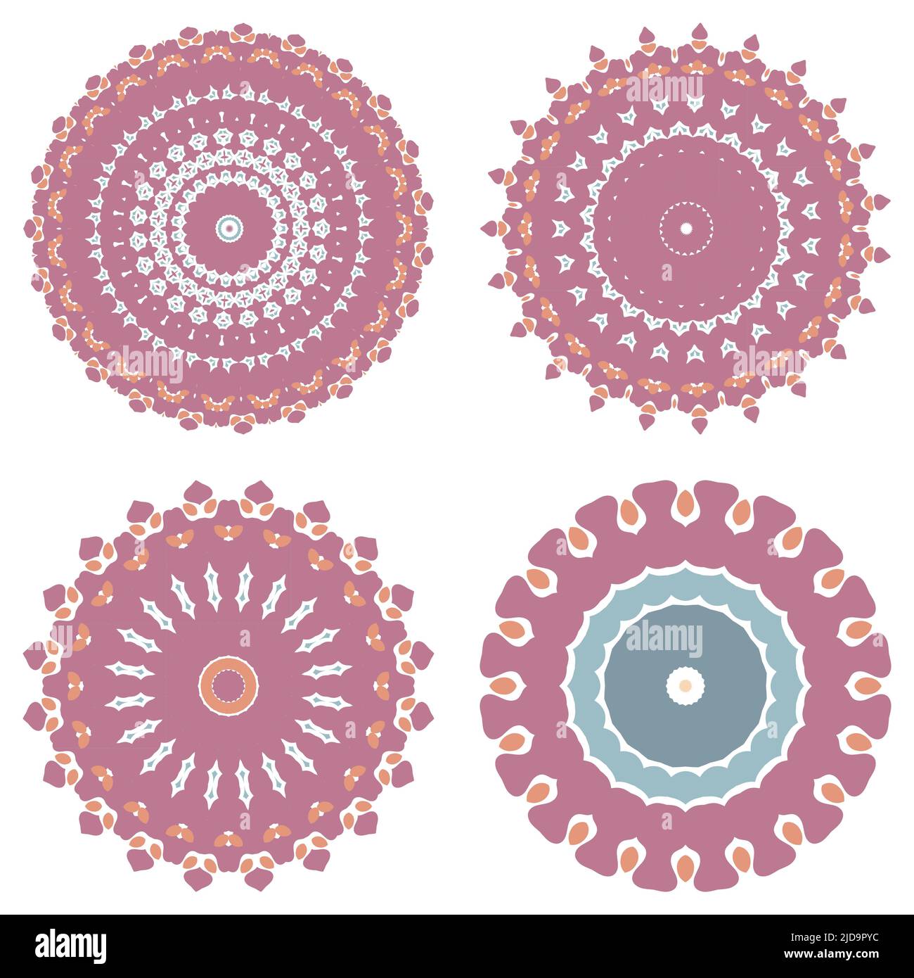Vector graphic of color mandala circles. Round ornate shapes. Geometric ...