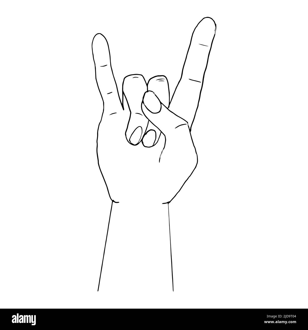 Hand with gesture doodle emblem, symbol isolated on white background ...