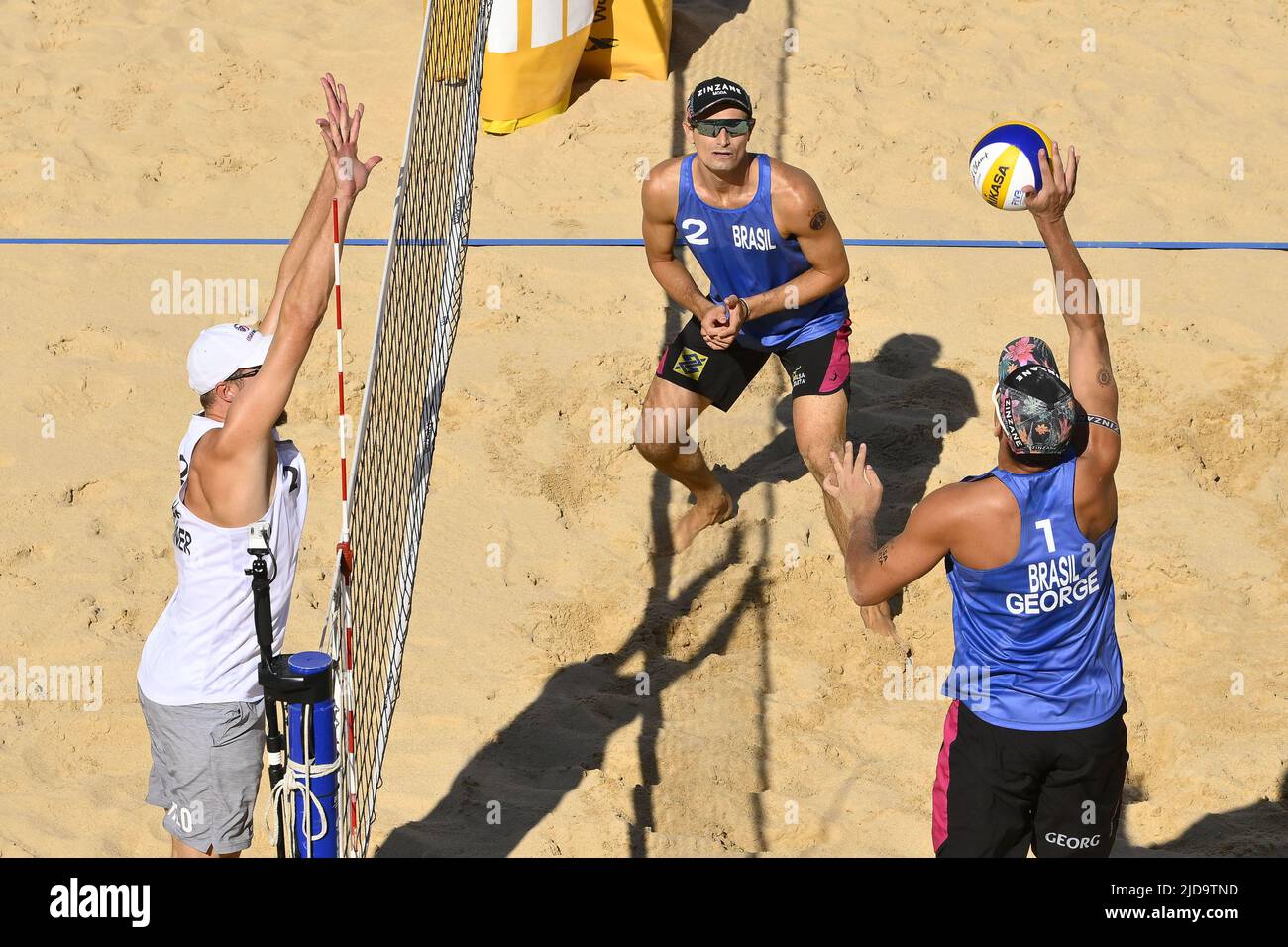 Andre/George (BRA) vs Schalk/ Brunner (USA) during the Beach Volleyball World Championships ...