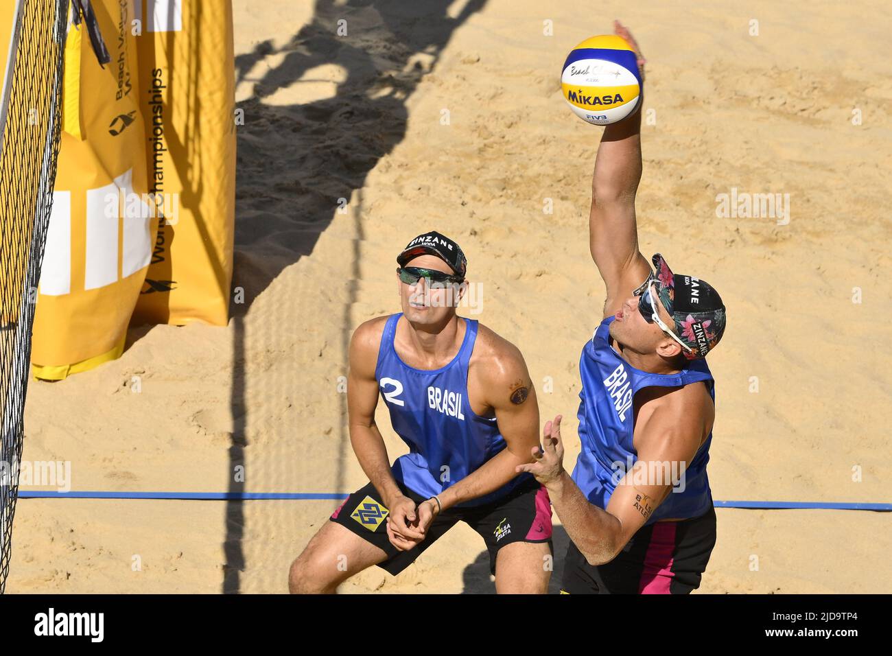 Andre/George (BRA) vs Schalk/ Brunner (USA) during the Beach Volleyball World Championships ...