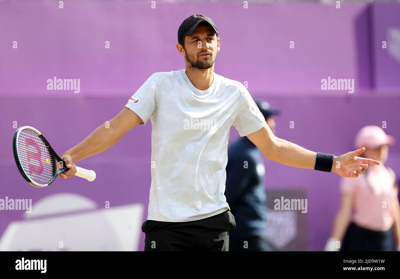 Mate Pavic reacts with team mate Nikola Mektic against Lloyd Glasspool ...