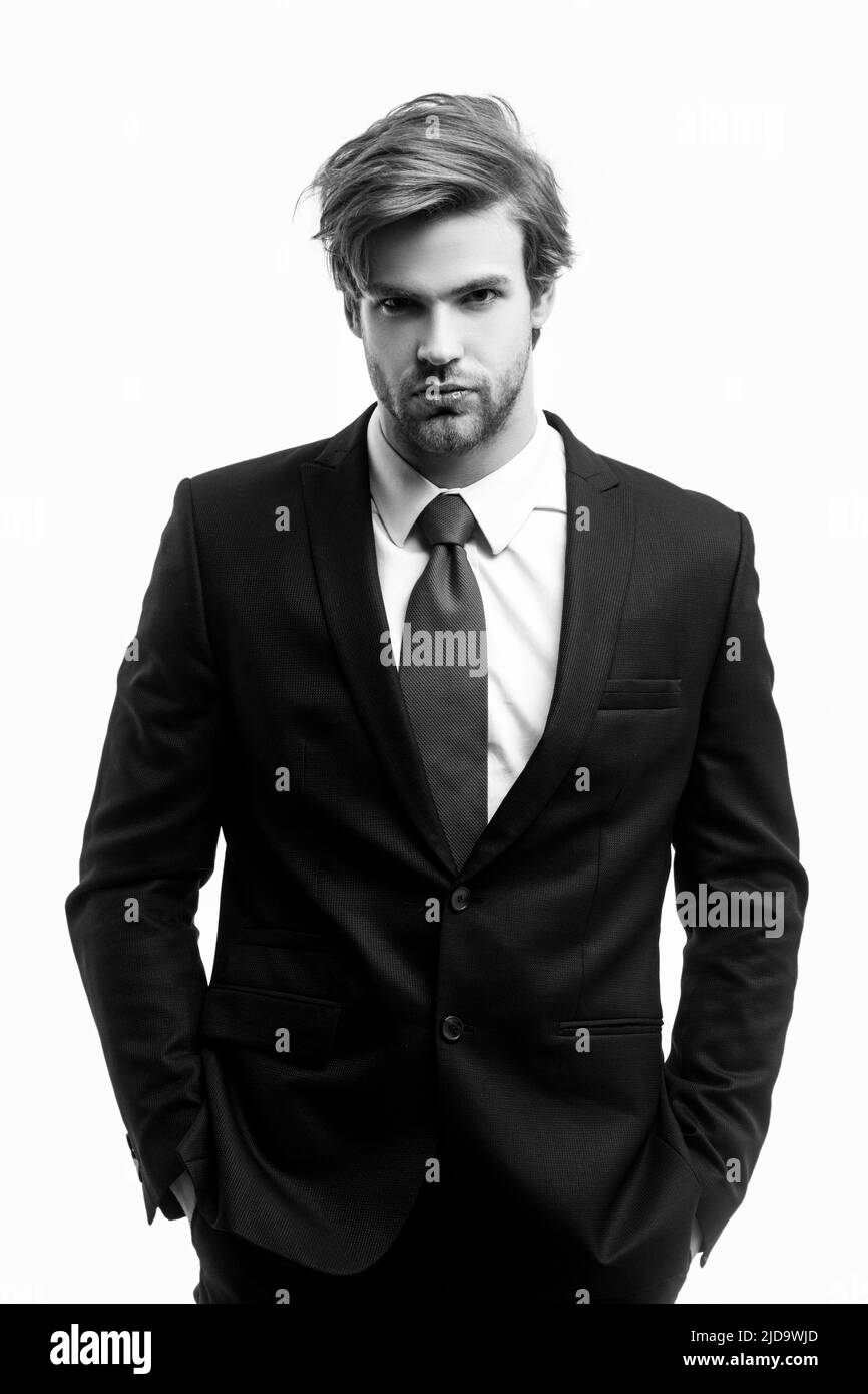 Smiling creative business employee Black and White Stock Photos ...