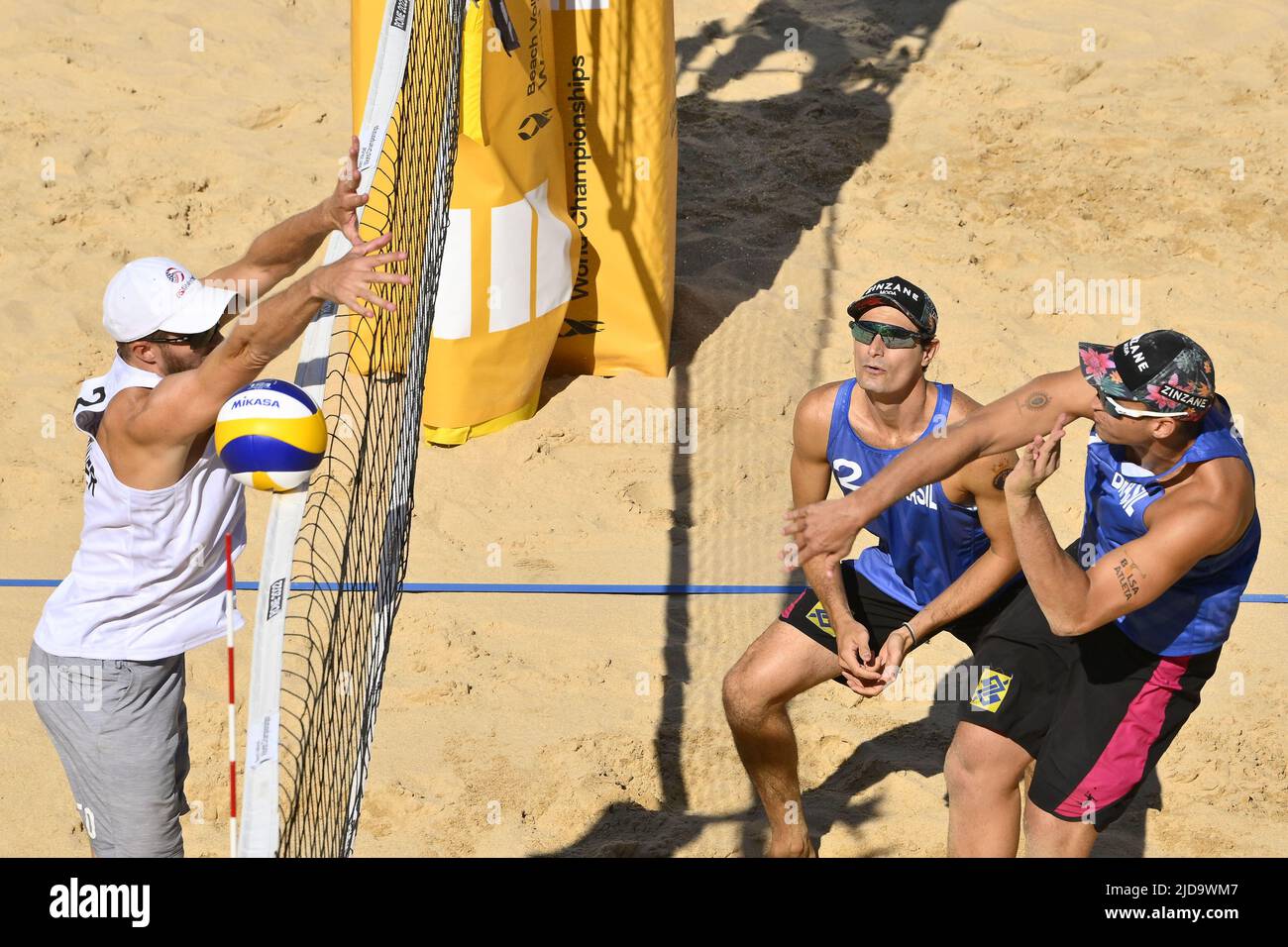 Andre/George (BRA) vs Schalk/Brunner (USA) during the Beach Volleyball World Championships ...