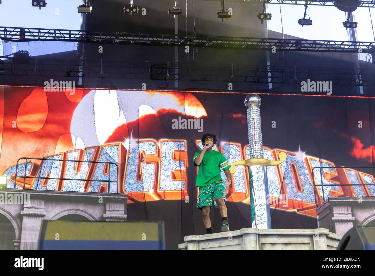Rapper 21 Savage (Sheyaa Bin Abraham-Joseph) at Bonnaroo Music and Arts ...