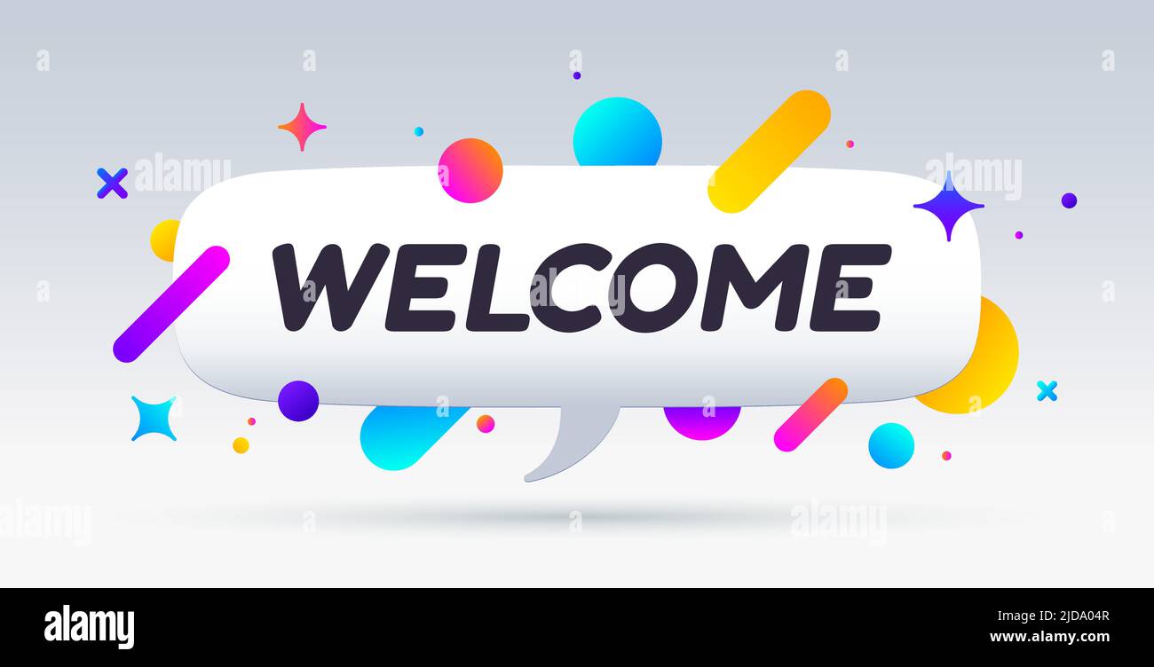 Welcome, speech bubble. Banner, poster, speech bubble with text Welcome ...