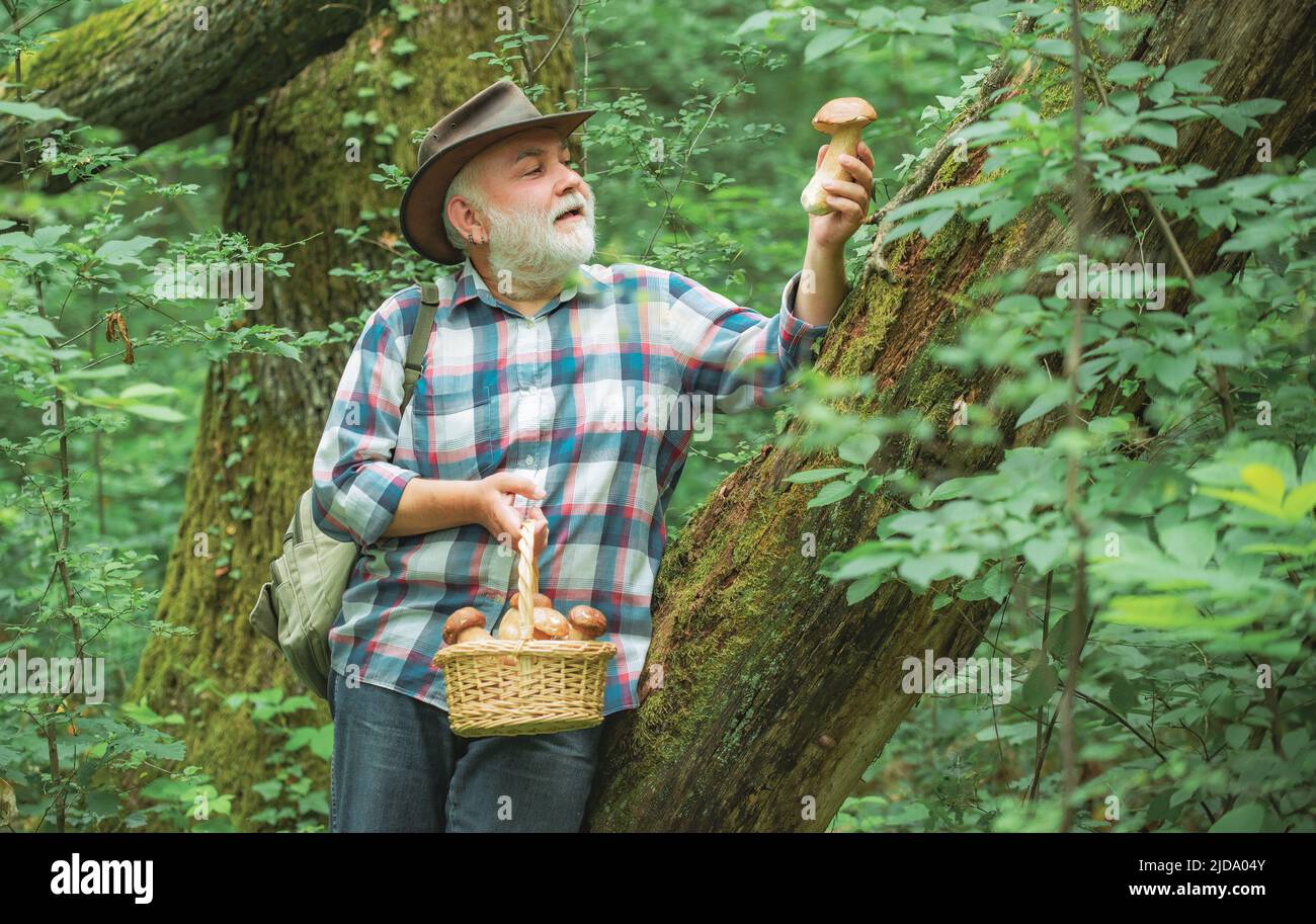 Happy Grandfather - summer and hobbies. Old man walking. Grandpa ...