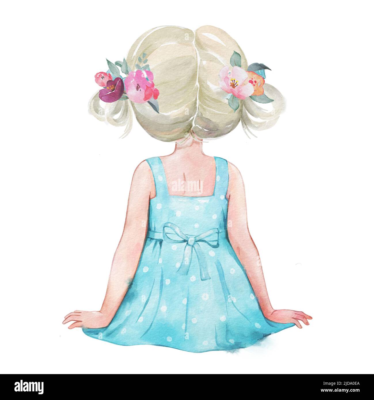 Little Girl In Dress Drawing Back