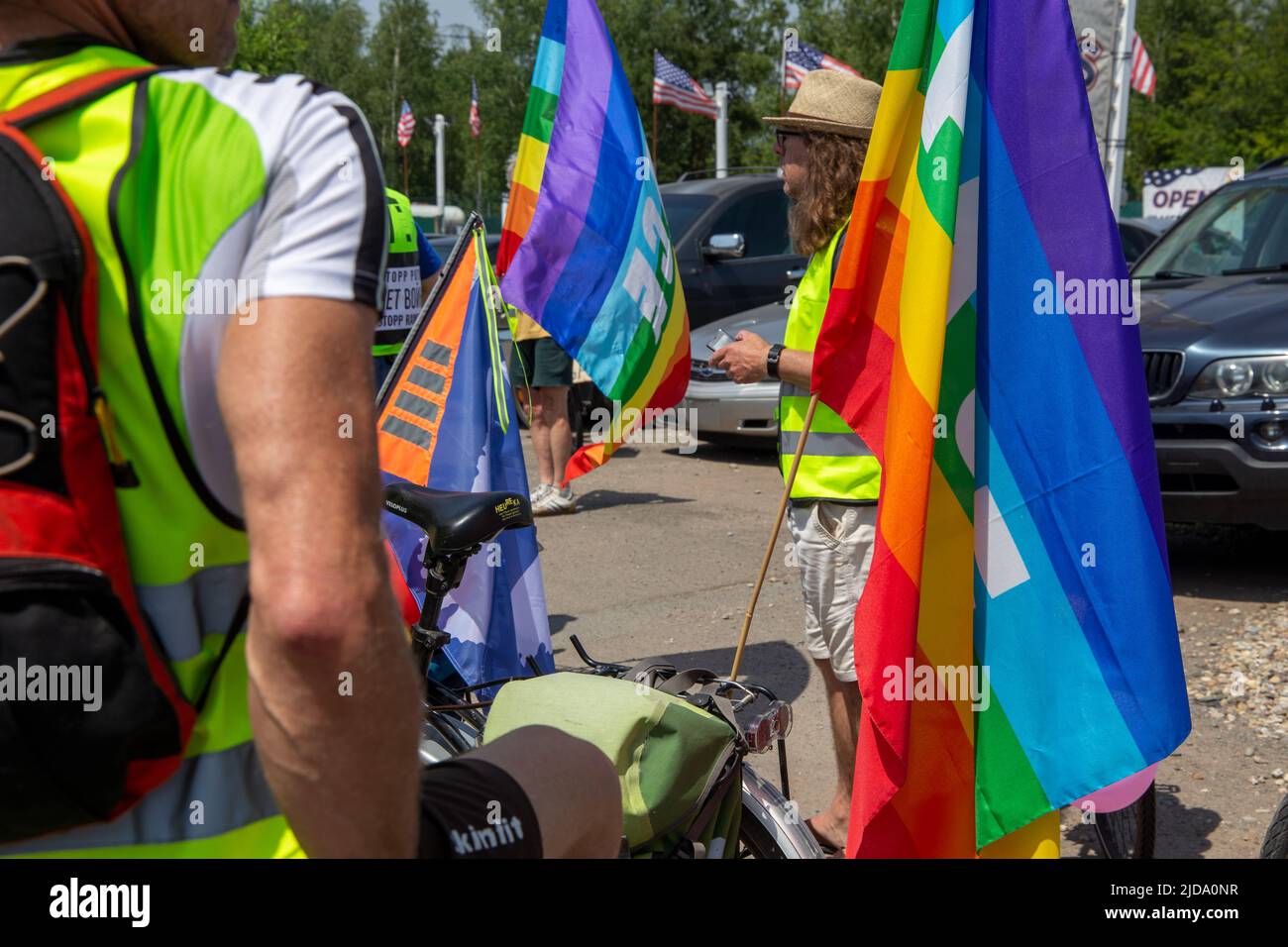 Germany: Bicycle demonstration Peace Camp Ramstein 2022: Under the ...