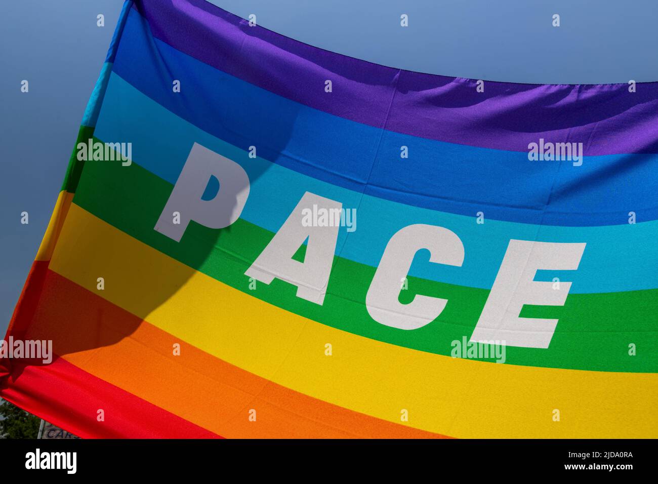Pace rainbow flag hi-res stock photography and images - Alamy