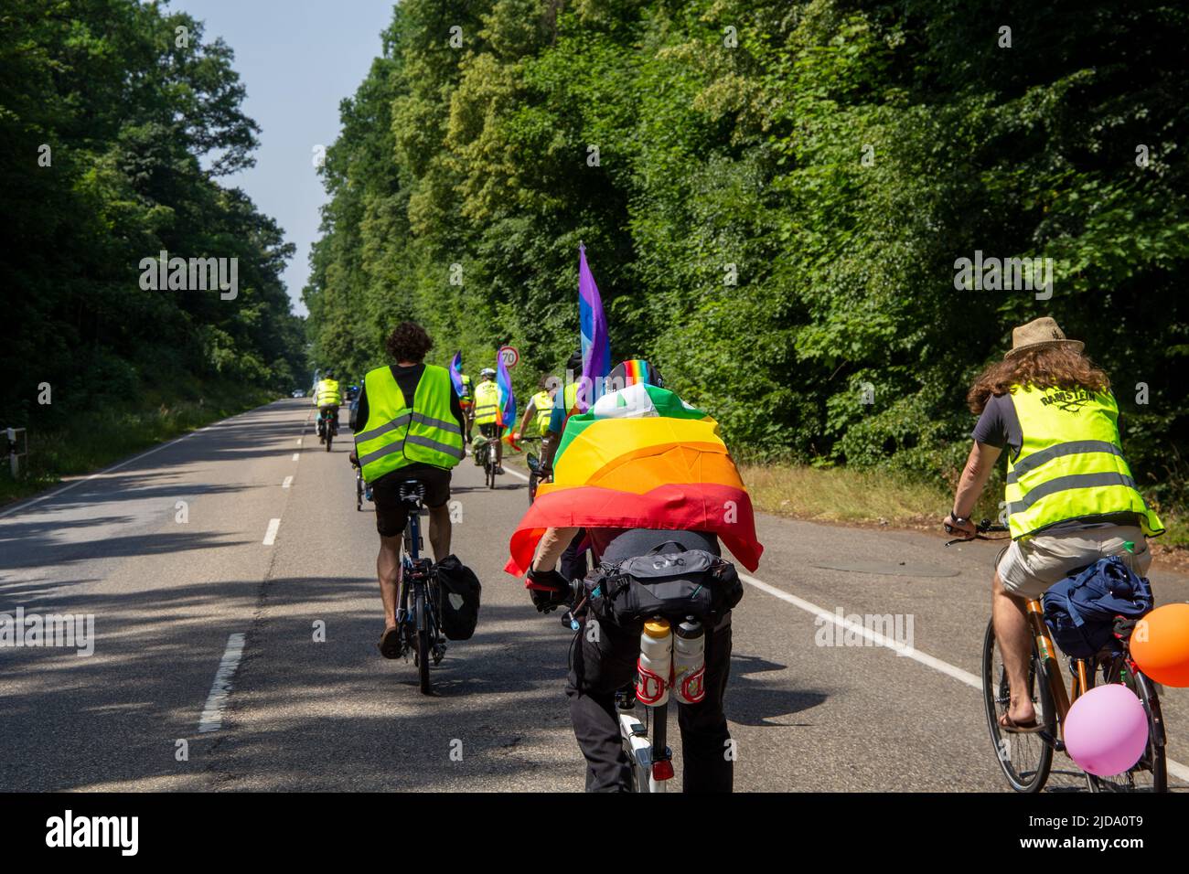 Germany: Bicycle demonstration Peace Camp Ramstein 2022: Under the ...