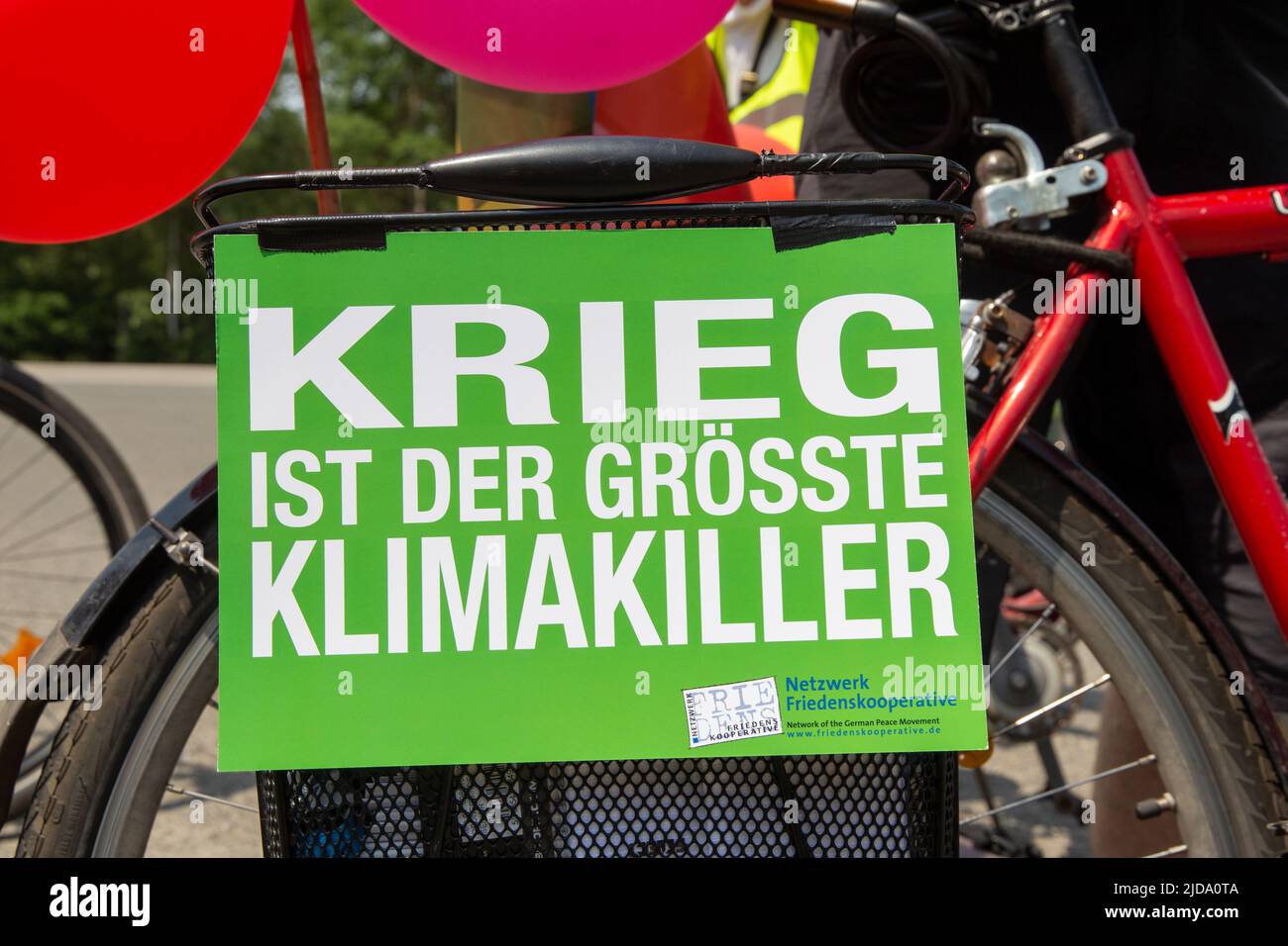 Germany: Bicycle demonstration Peace Camp Ramstein 2022: Under the ...