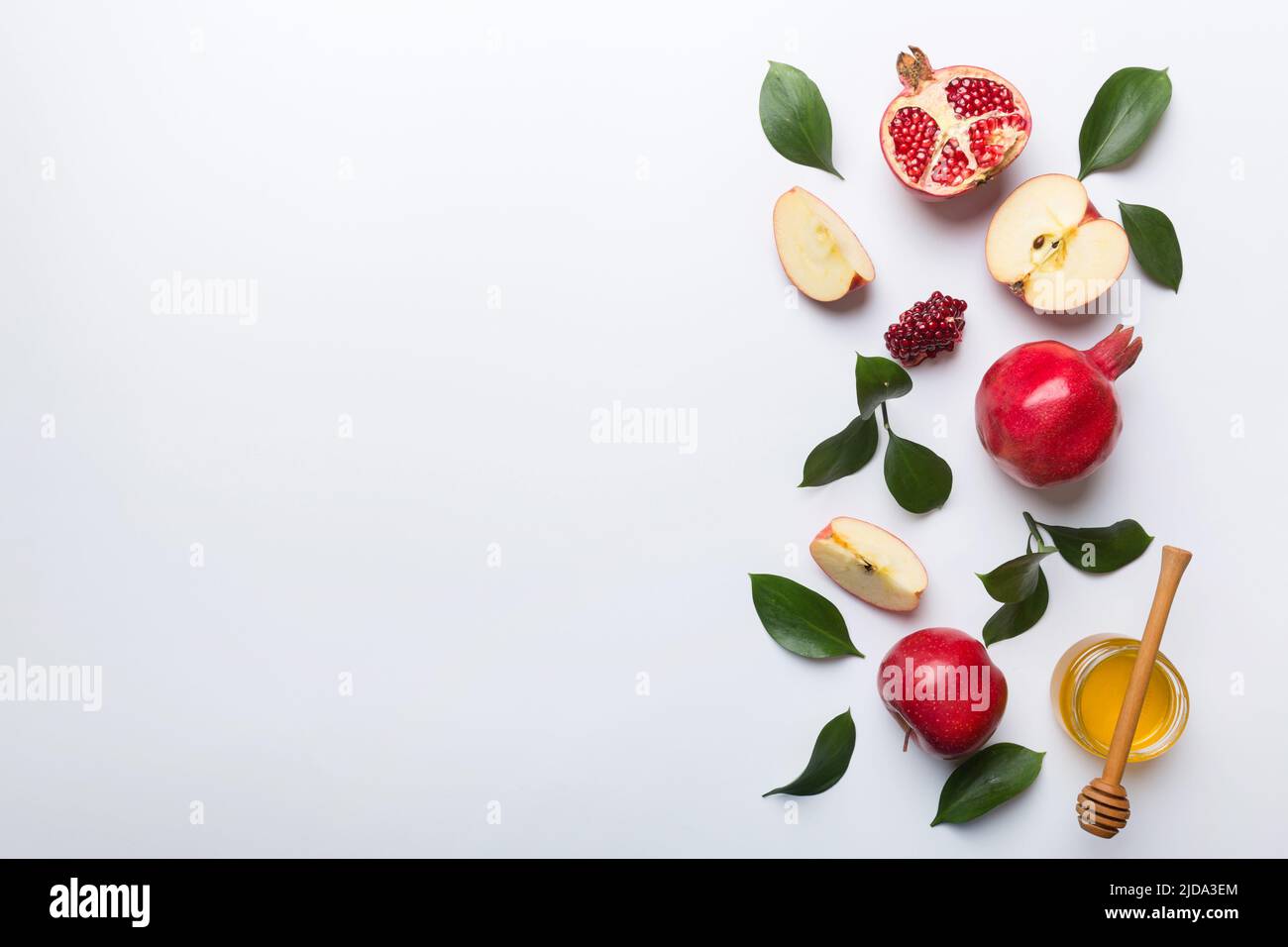 Flat lay composition with symbols jewish Rosh Hashanah holiday ...