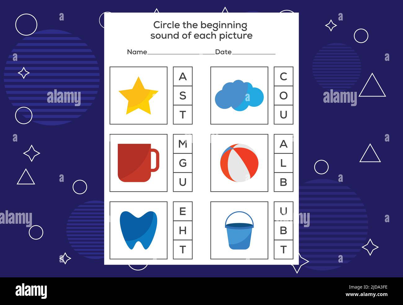 Circle the beginning sound of each picture. Educational game for kids ...