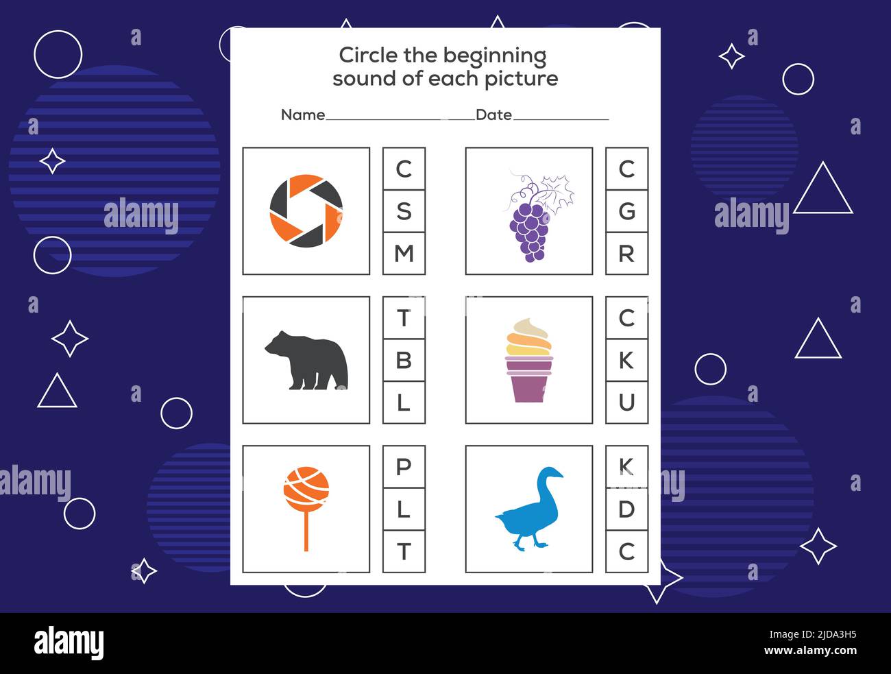 Circle the beginning sound of each picture. Educational game for kids ...